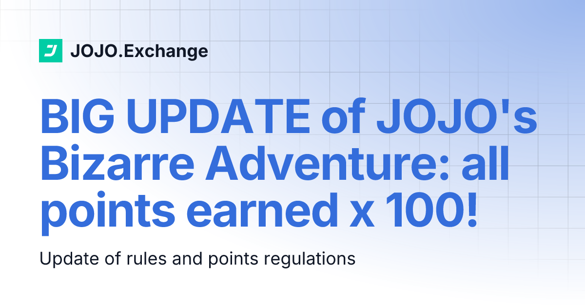 BIG UPDATE of JOJO's Bizarre Adventure: all points earned x 100! | JOJO ...